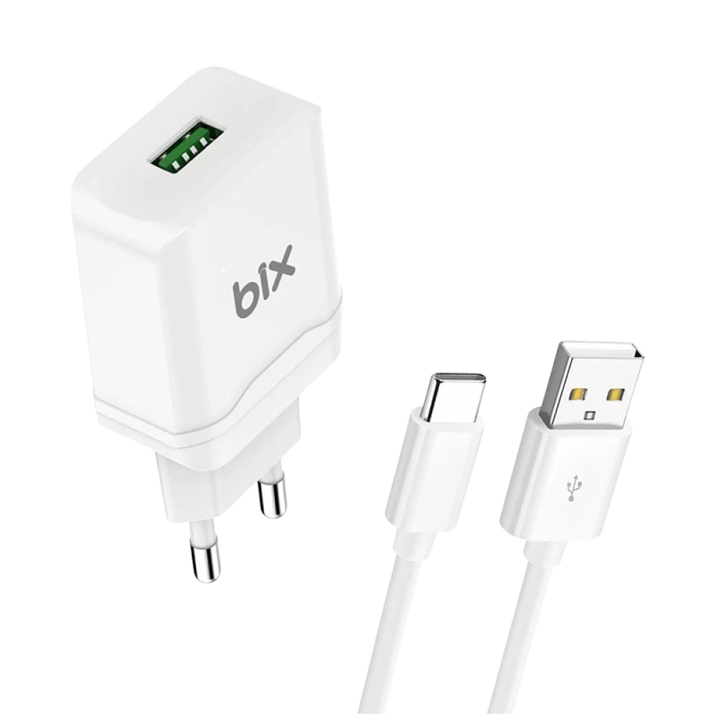 Bix bxqc18c 18w fast qualcoom 3.0 Chargıng adapter & type-c cable ...